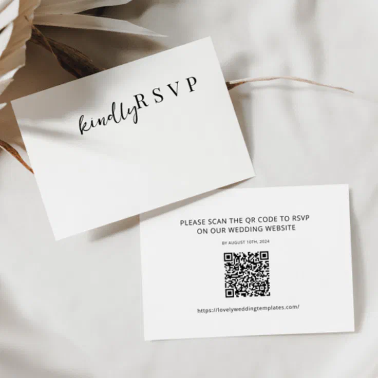 Modern Minimalist Wedding RSVP QR Code Card | Zazzle