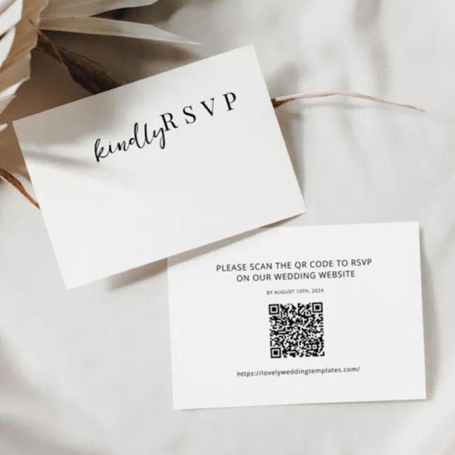 Modern Minimalist Wedding RSVP QR Code Card | Zazzle