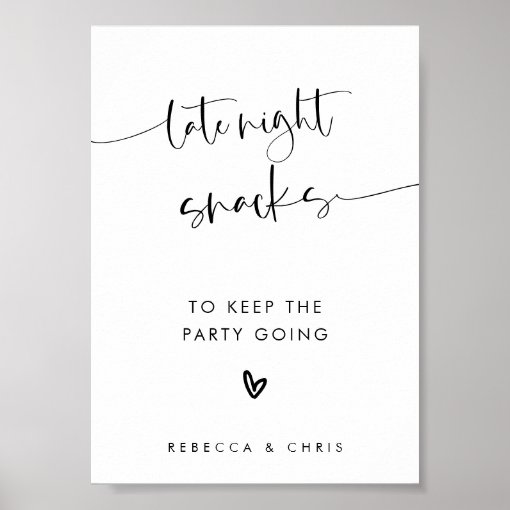 Modern Minimalist Wedding Snack Station Sign | Zazzle