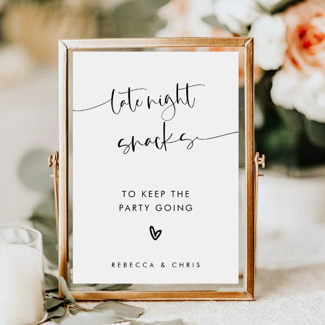 Modern Minimalist Wedding Snack Station Sign | Zazzle