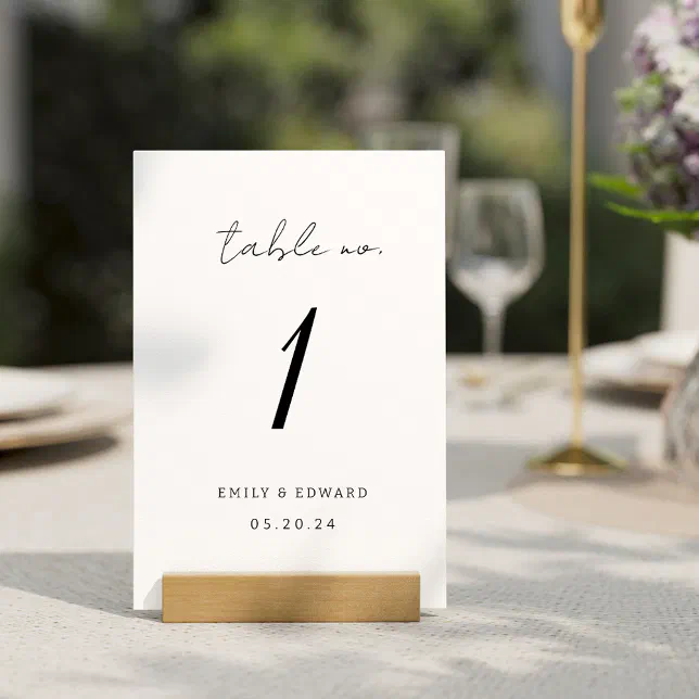 Modern Minimalist Wedding Table Number | Zazzle