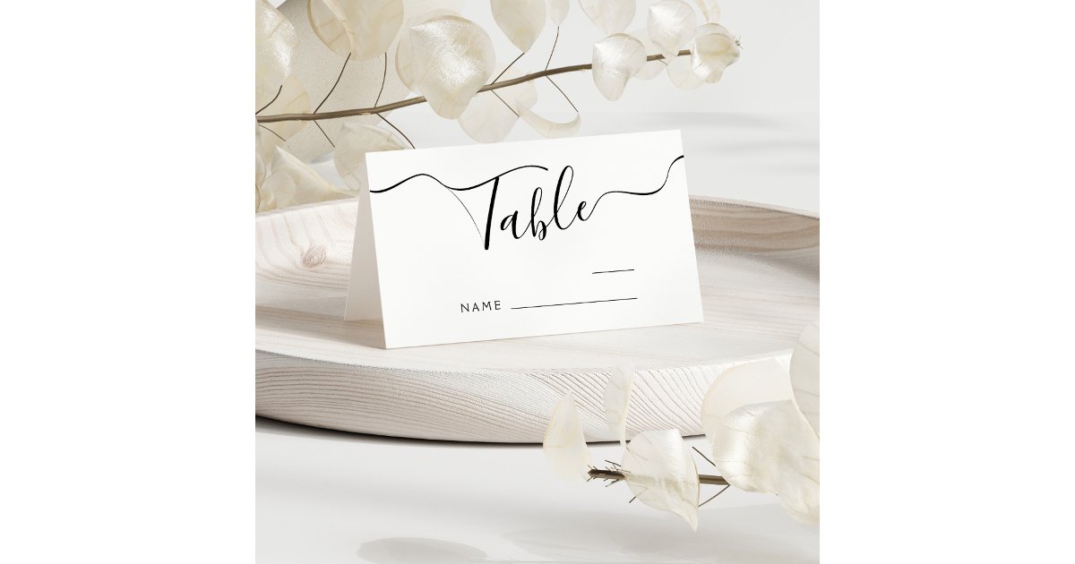 Modern Minimalist Wedding Table Number Place Card | Zazzle
