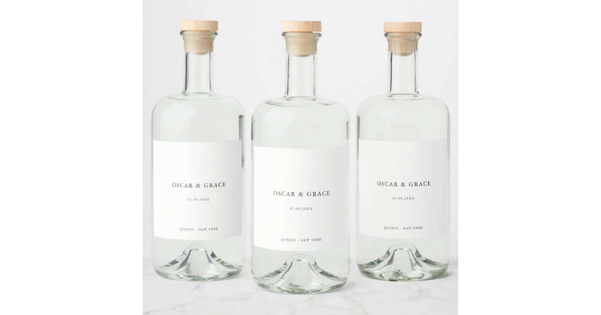 Modern Minimalist Wedding Typography Liquor Bottle Label | Zazzle