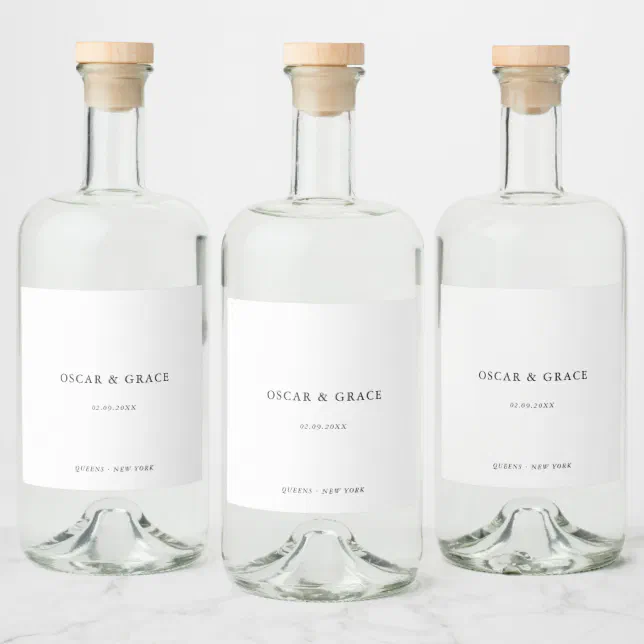 Modern Minimalist Wedding Typography Liquor Bottle Label | Zazzle