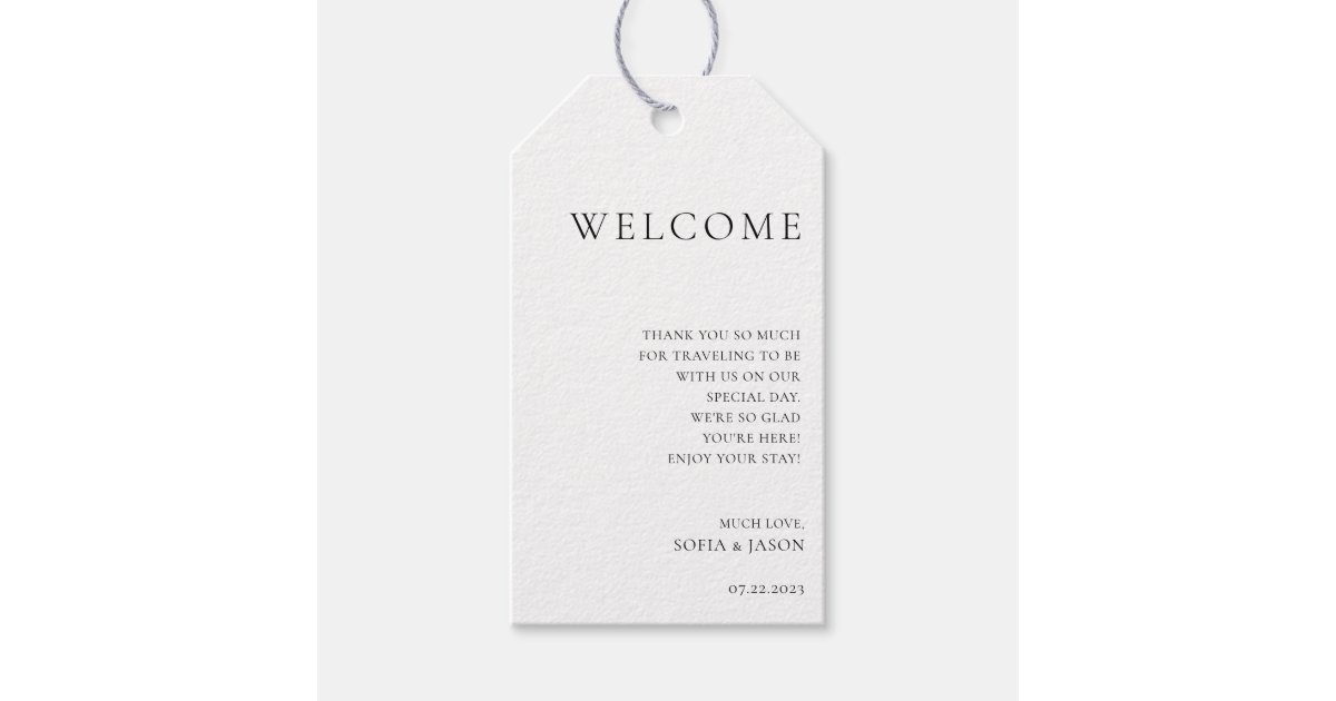 Modern Minimalist Wedding Welcome Tags | Zazzle