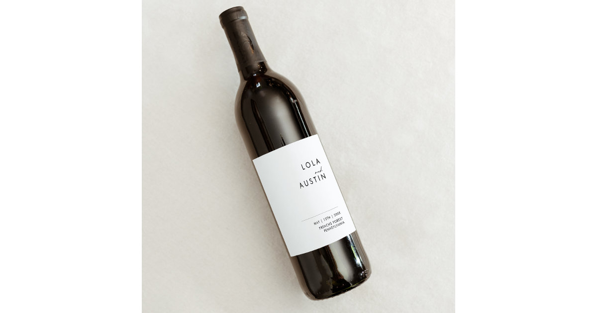 Modern Minimalist Wedding Wine Label | Zazzle