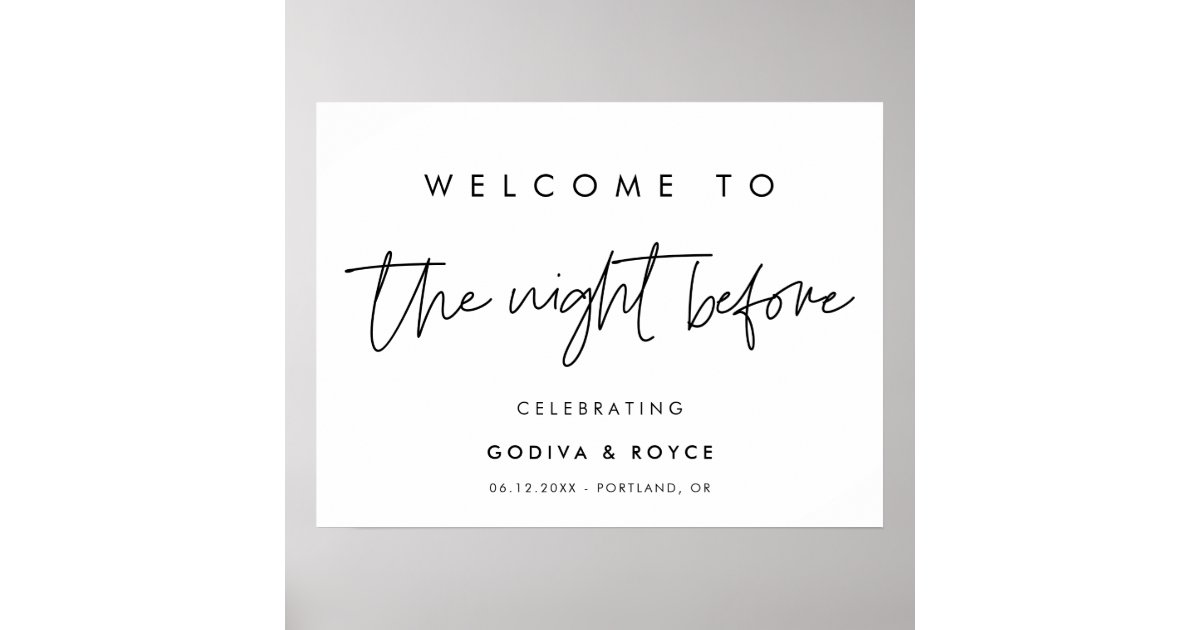 Modern Minimalist Welcome to The Night Before Poster | Zazzle