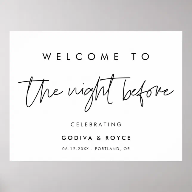 Modern Minimalist Welcome to The Night Before Poster | Zazzle