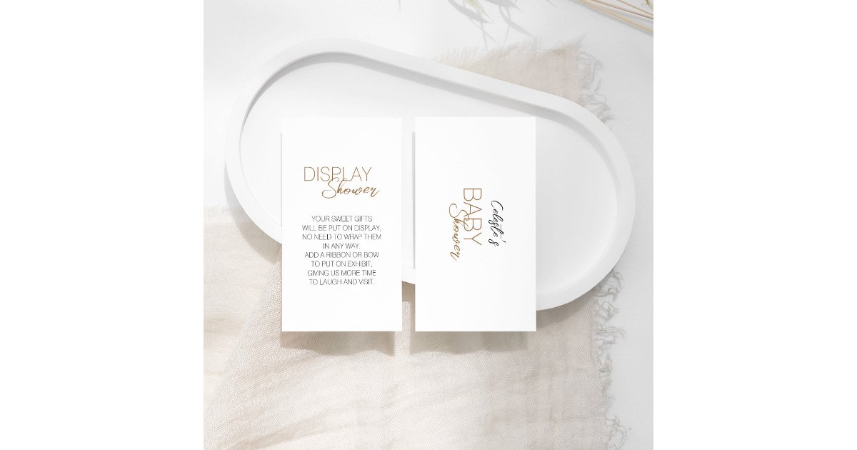 Modern Minimalist White Baby Shower Display Shower Enclosure Card | Zazzle