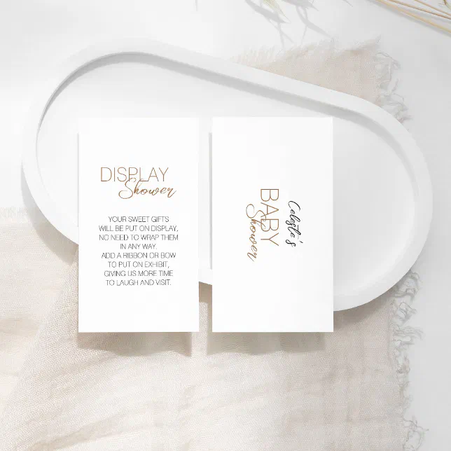 Modern Minimalist White Baby Shower Display Shower Enclosure Card | Zazzle