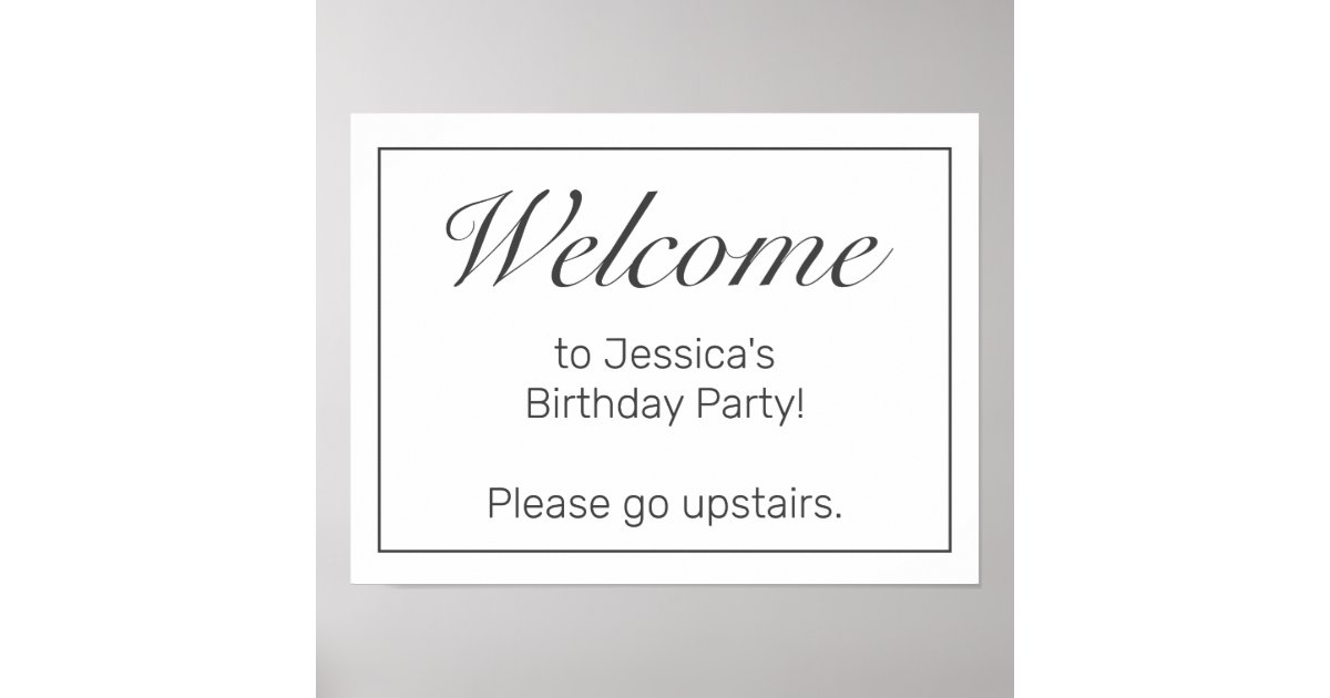 Modern Minimalist White Birthday Welcome Sign | Zazzle