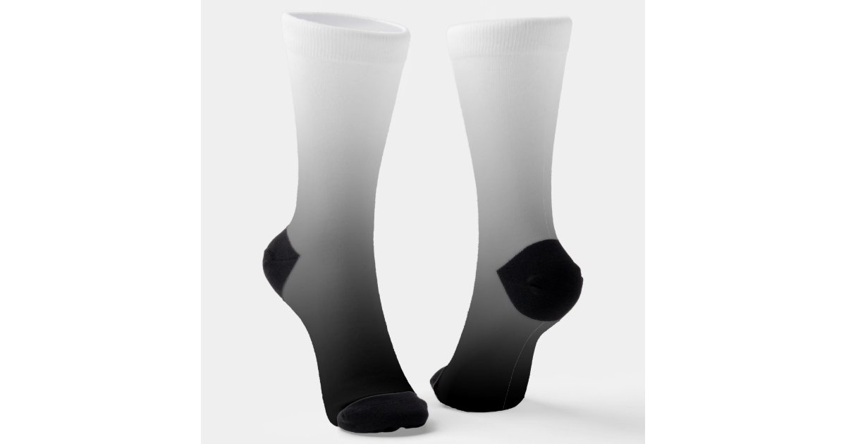 Modern Minimalist White Black Gradient Socks | Zazzle