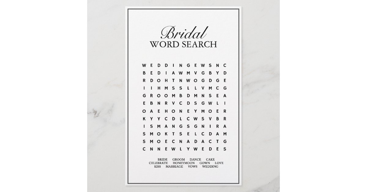 Modern Minimalist White Black Word Search Game | Zazzle