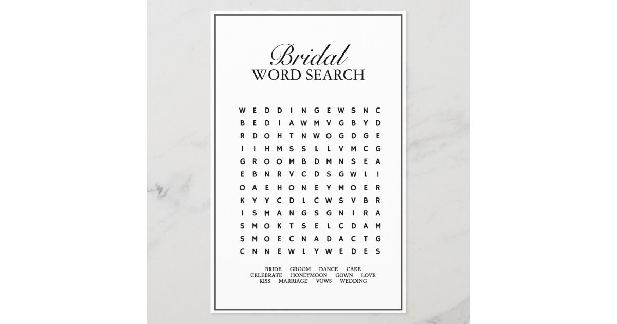 Modern Minimalist White Black Word Search Game | Zazzle