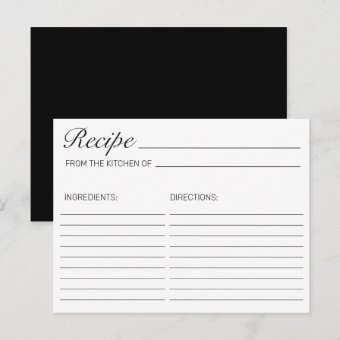 Modern Minimalist White Bridal Shower Recipe Card | Zazzle