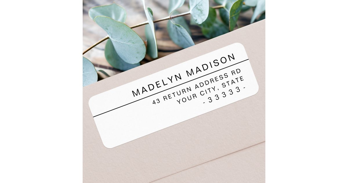 Modern minimalist white return address label | Zazzle