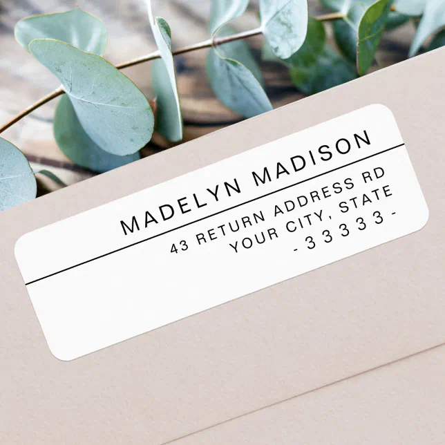 Modern minimalist white return address label | Zazzle