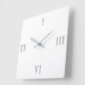 Modern Minimalist White Roman Numbered Square Wall Clock | Zazzle