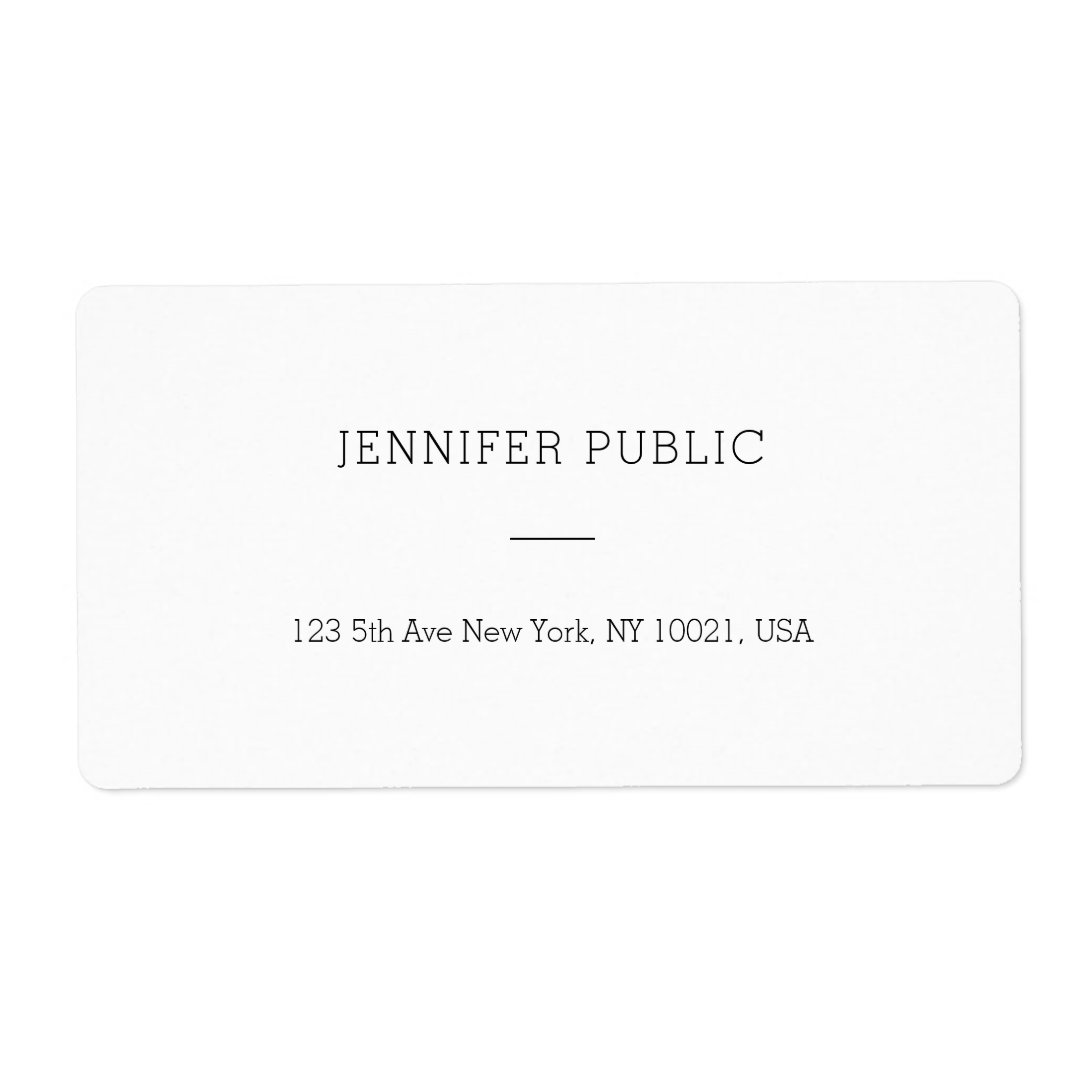 Modern Minimalist White Simple Template Shipping Label | Zazzle