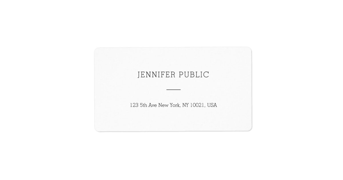 Modern Minimalist White Simple Template Shipping Label | Zazzle