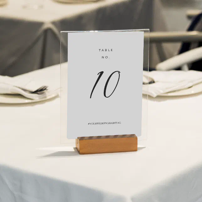 Modern Minimalist White Wedding Calligraphy Table Number | Zazzle