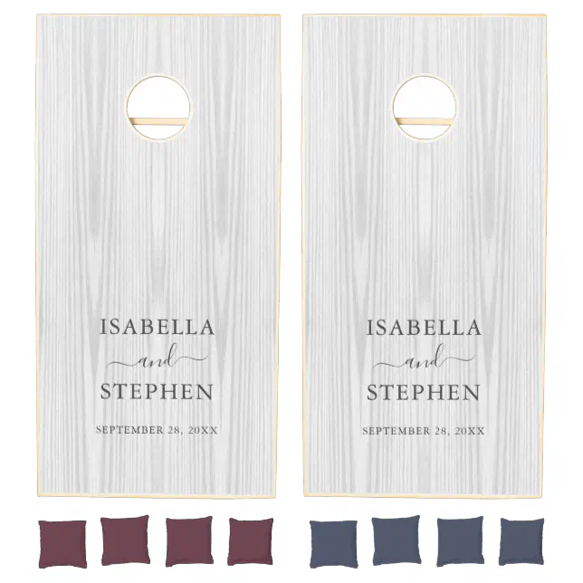 Modern Minimalist White Wood Custom Wedding Cornhole Set | Zazzle