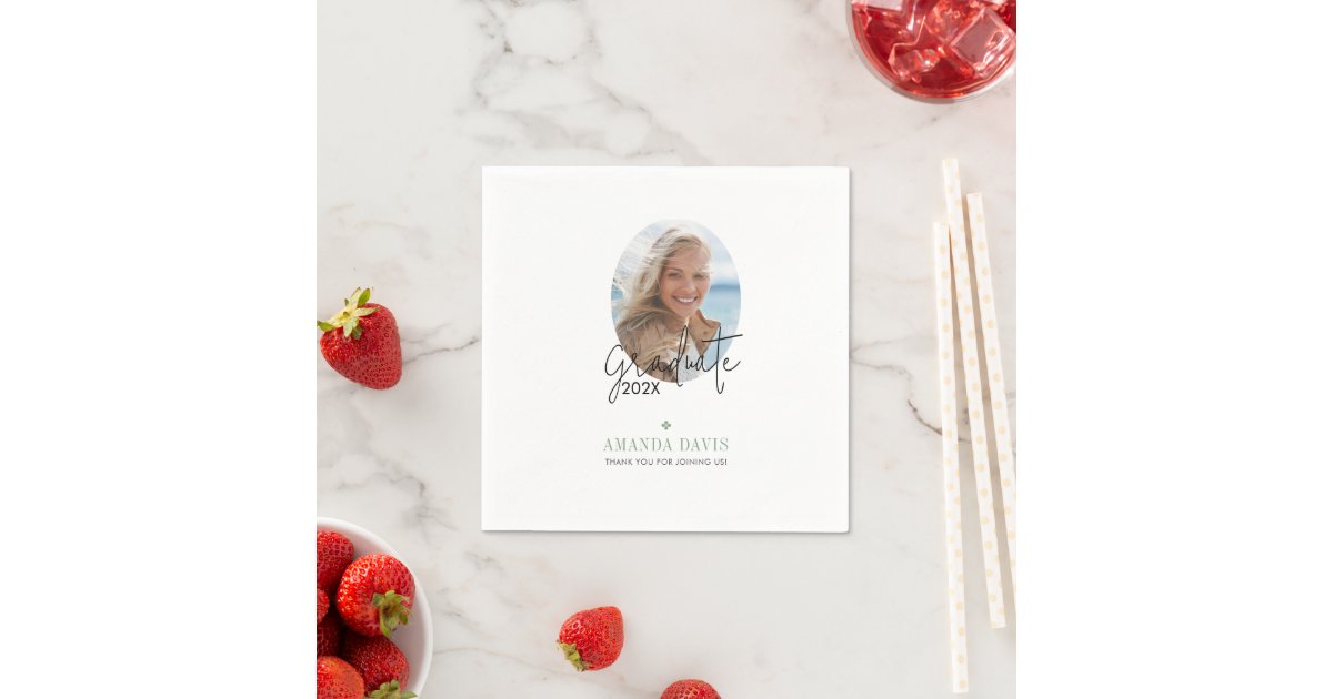 Modern Minimalistic Photo Graduation Party Invite Napkins | Zazzle