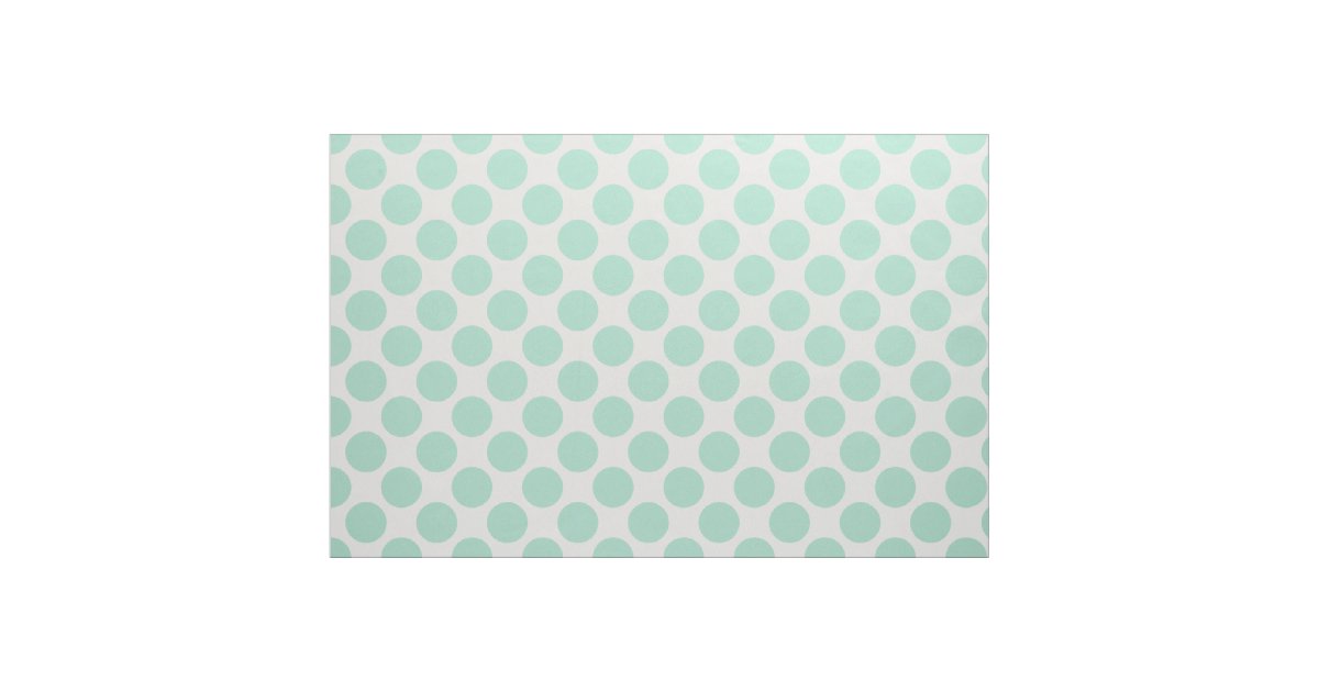 Modern Mint Green And White Large Polka Dots Fabric Zazzle