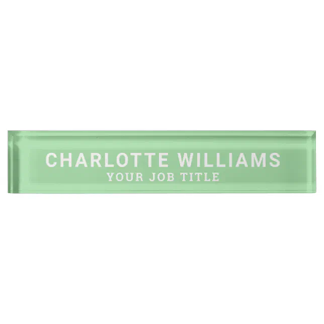 Modern Mint Green Office Employee Desk Name Plate | Zazzle