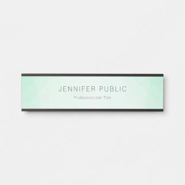 Modern Mint Green Simple Elegant Trendy Template Door Sign | Zazzle