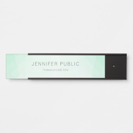 Modern Mint Green Simple Elegant Trendy Template Door Sign | Zazzle