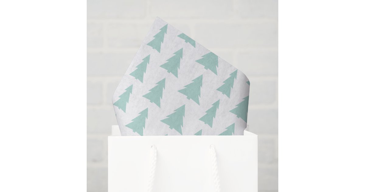 Modern Mint Green Trees on White Geometric Pattern Tissue Paper | Zazzle