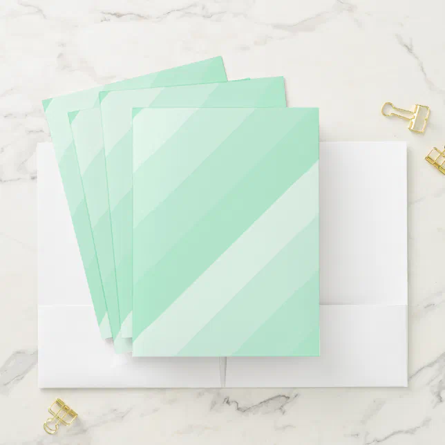 Modern Mint Green White Striped Elegant Template Pocket Folder | Zazzle