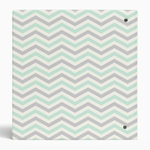 Modern mint, grey chevron zigzag recipe binder | Zazzle