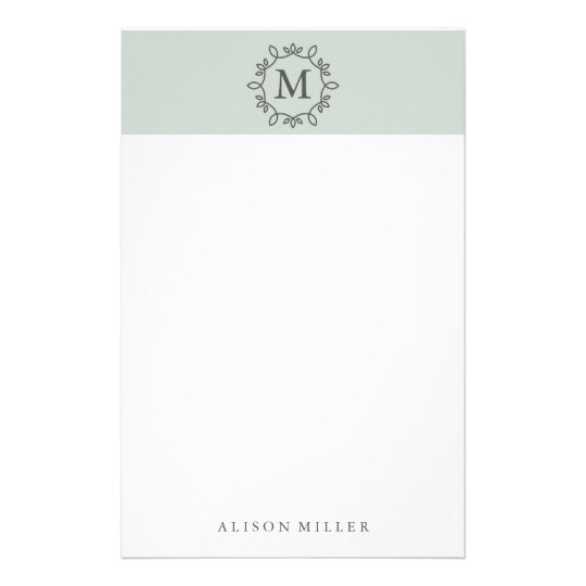 Modern Mint Monogrammed Stationery | Zazzle.com
