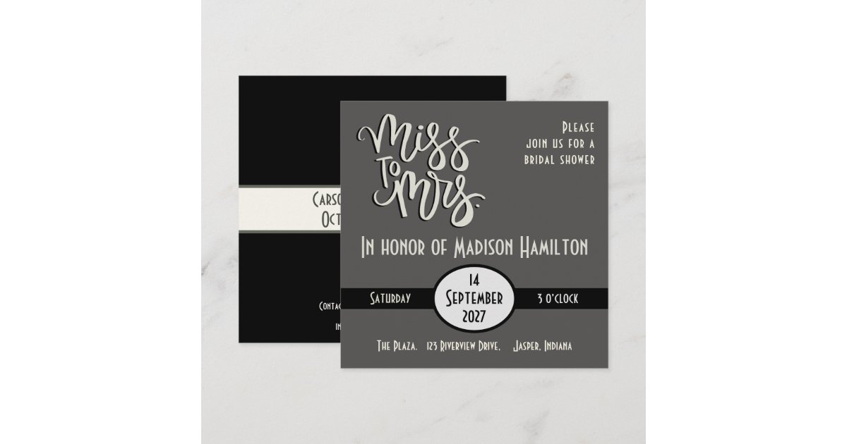 Modern Miss to Mrs Fun Inspirivity Bridal Shower Invitation | Zazzle