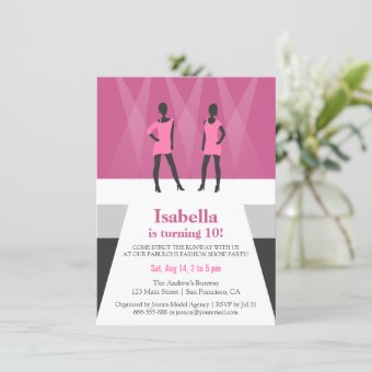 Modern Models Runway Fashion Show Birthday Party Invitation | Zazzle