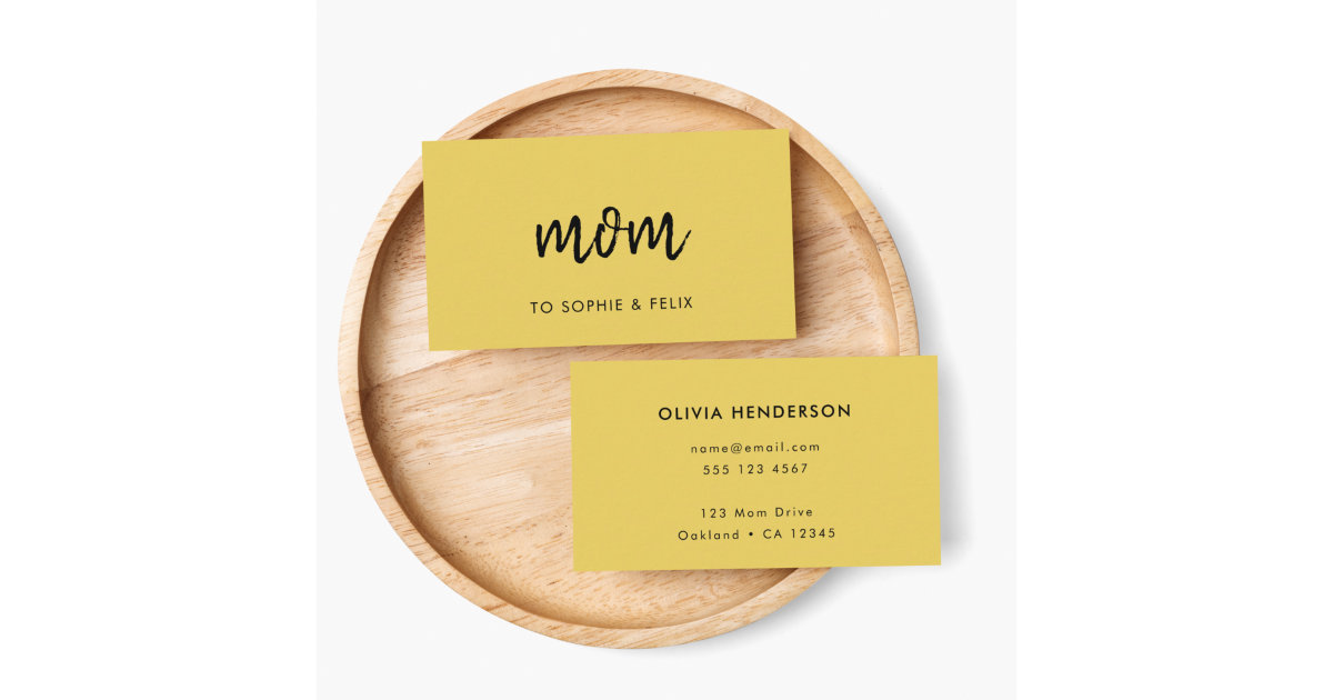 Modern Mom | Mustard Yellow Mommy Contact Card | Zazzle