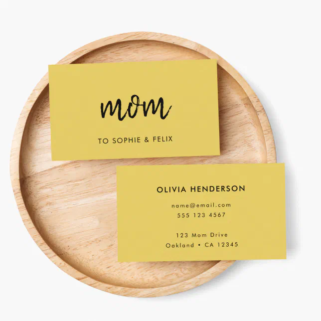 Modern Mom | Mustard Yellow Mommy Contact Card | Zazzle