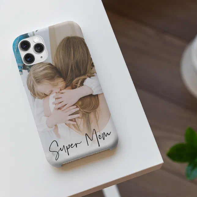 Modern Mom Photo & Super Mom Text | Gift For Mom iPhone Case | Zazzle
