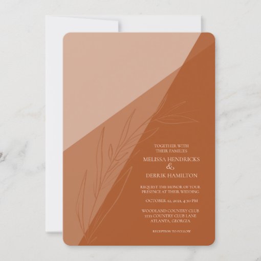 Modern Monochromatic Terracotta Wedding Invitation | Zazzle
