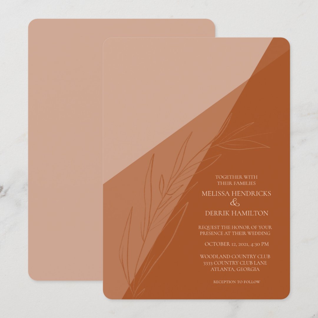 Modern Monochromatic Terracotta Wedding Invitation | Zazzle