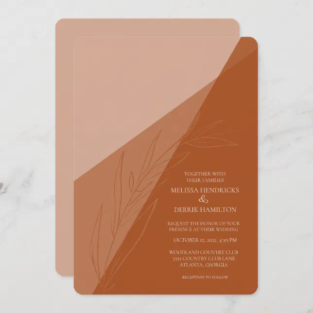 Modern Monochromatic Terracotta Wedding Invitation | Zazzle