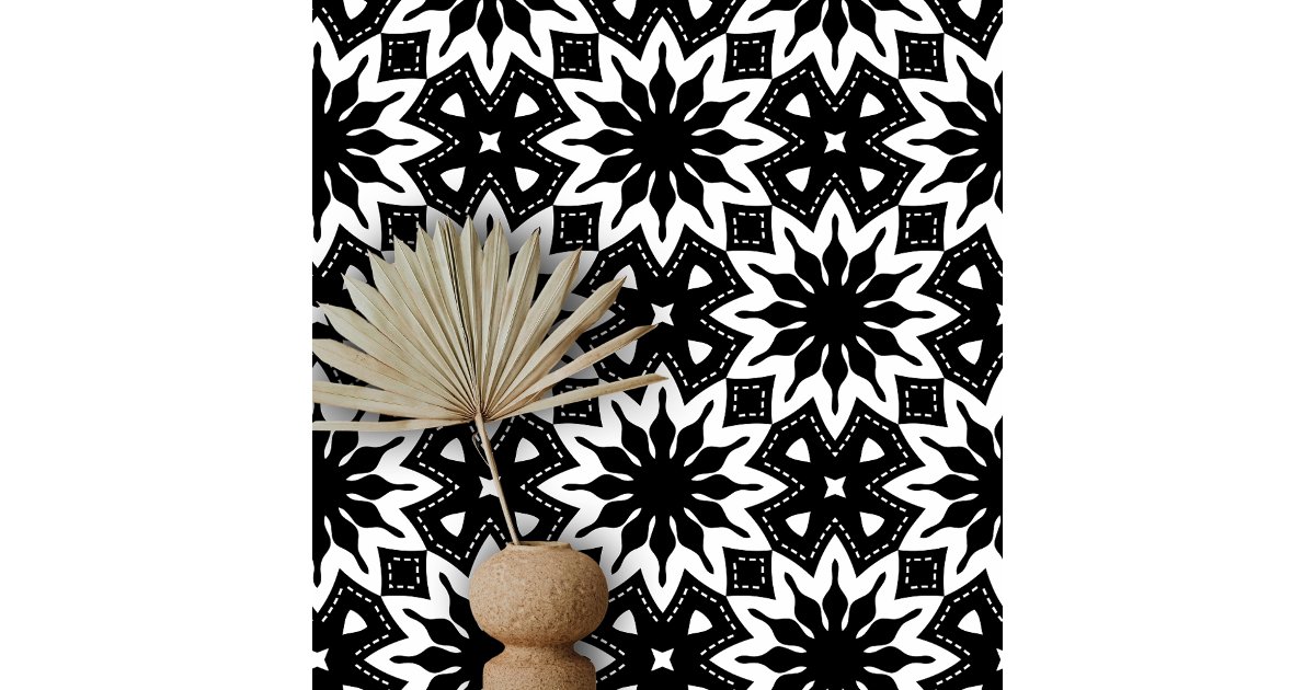 Modern Monochrome Black and White Geometric Wallpaper | Zazzle