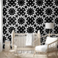 Modern Monochrome Black and White Geometric Wallpaper | Zazzle