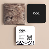 Modern Monochrome Professional QR Code Square Business Card | Zazzle