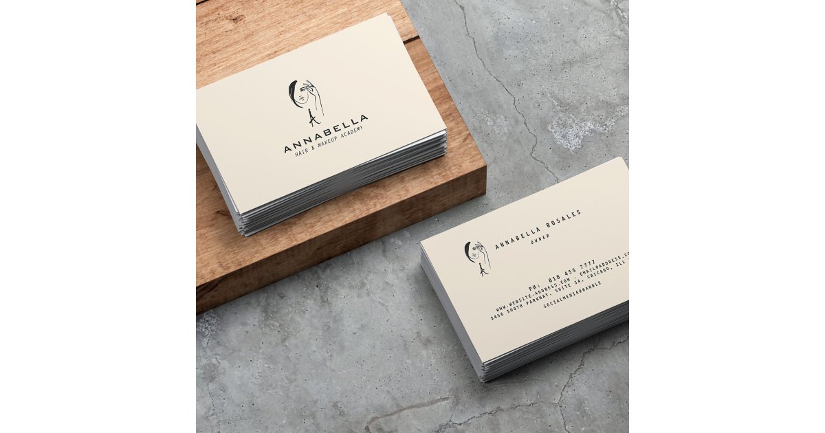 Modern Monogram Abstract Face Art Business Card | Zazzle