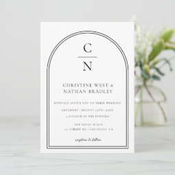 Modern Monogram Arch Wedding Invitation | Zazzle