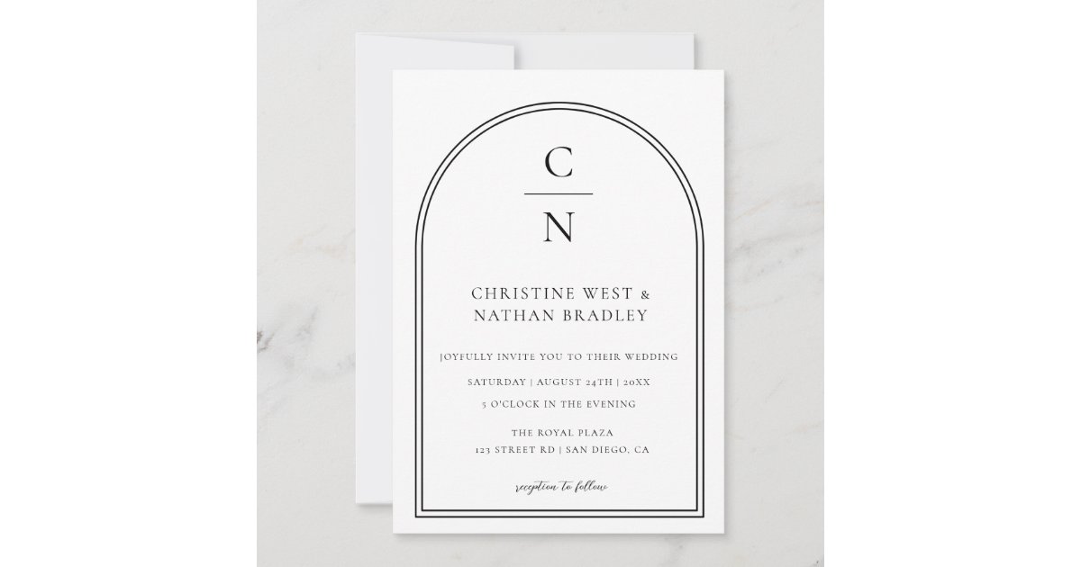 Modern Monogram Arch Wedding Invitation | Zazzle