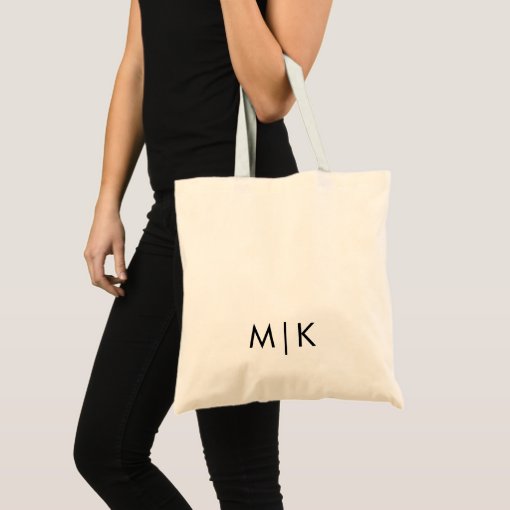 Modern Monogram | Black Text Tote Bag | Zazzle